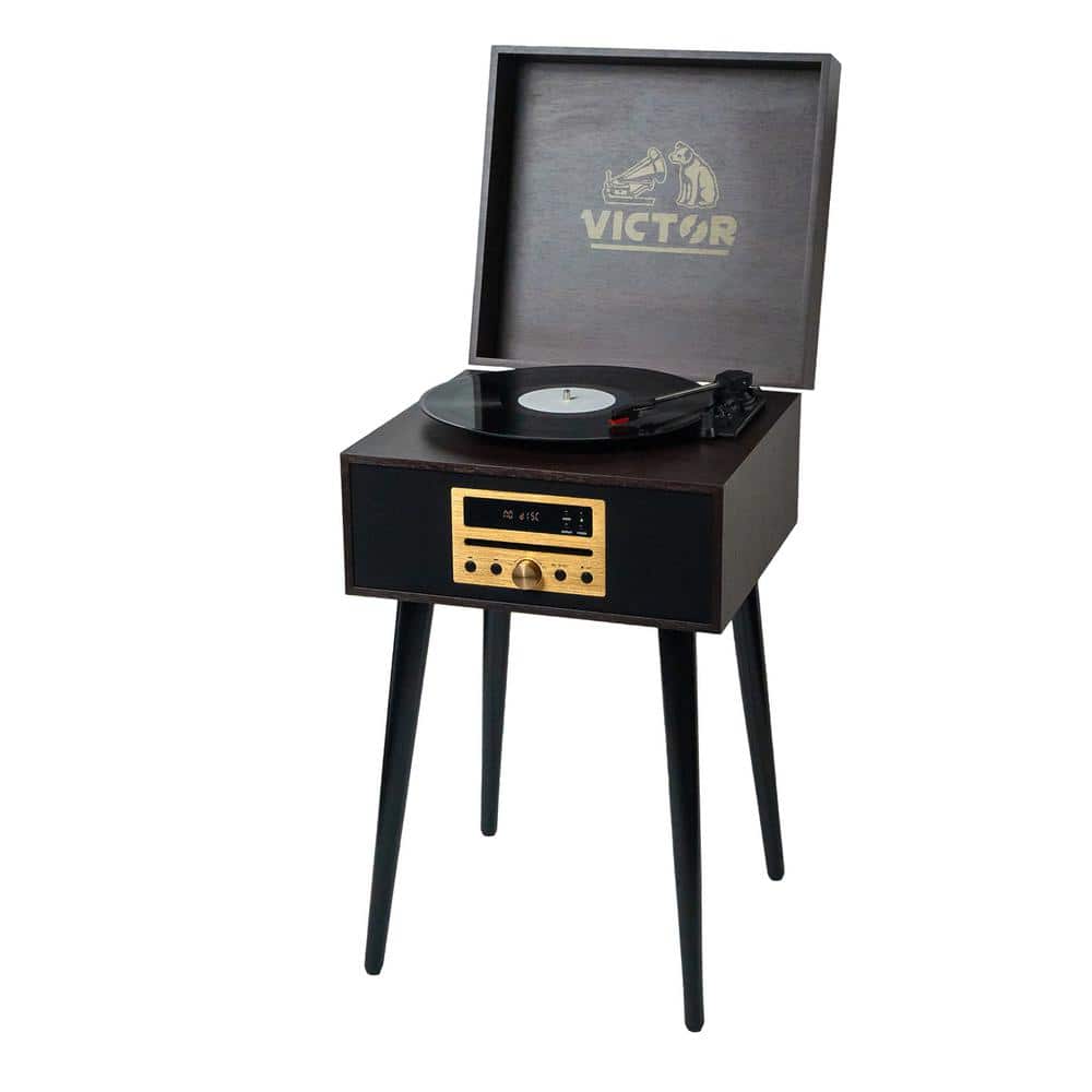 Victor Newbury Bluetooth Turntable Record Player, CD/MP3 Player, FM ...