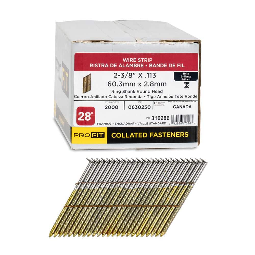 PRO-FIT 2-3/8 in. x 0.113 28° Bright Finish Ring Shank Wire Strip ...