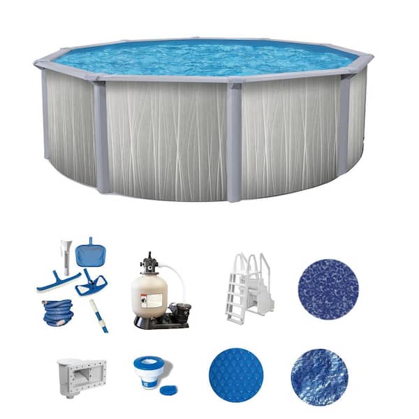 AQUARIAN Marion 24 ft. Round 52 in. Deep Hard Sided Above Ground Deluxe ...
