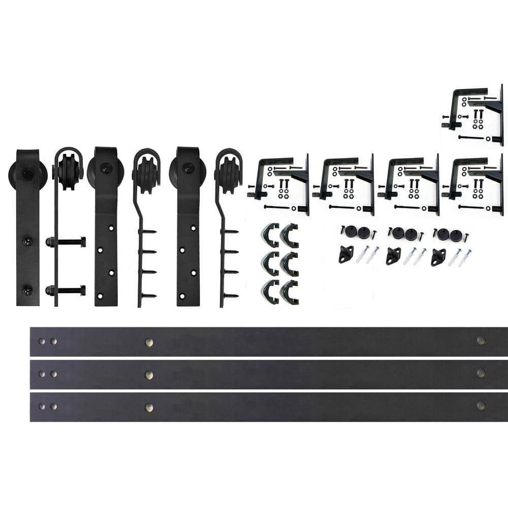 HOMACER 7 ft./84 in. Black Rustic Inverted Bent Triple Track Bypass ...