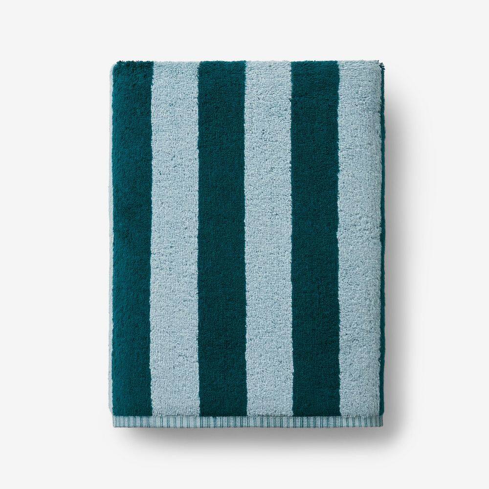 The Company Store Company Cotton Reversible Stripe Teal Turkish Cotton ...