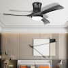FORCLOVER 52 in. Indoor Black Flush Mount Ceiling Fan with LED Light ...