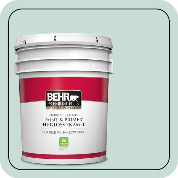 BEHR PREMIUM PLUS 5 gal. #MQ3-20 Whipped Mint Hi-Gloss Enamel Interior ...