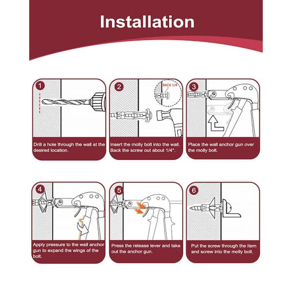 How To Install 30 Pcs M4x38mm Heavy Duty Molly Bolt Dy Wall Anchos And ...