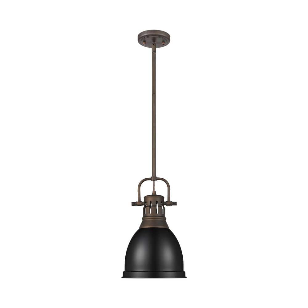 Golden Lighting Duncan 14.25 in. 1 Light Rubbed Bronze Pendant Light ...