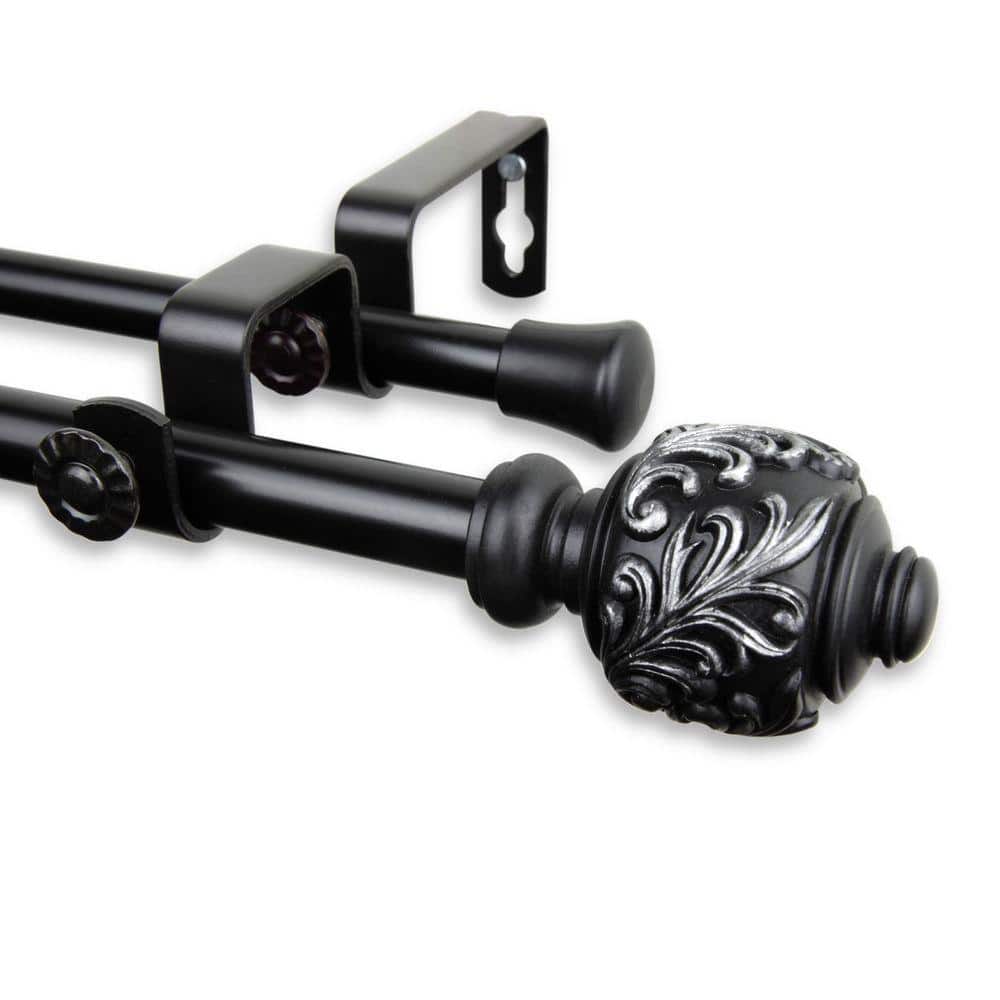 Rod Desyne 28 in. - 48 in. Telescoping 5/8 in. Double Curtain Rod Kit ...