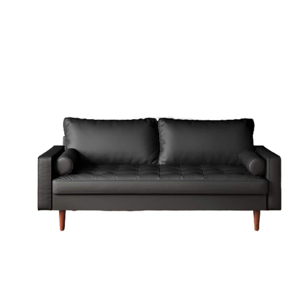 US Pride Furniture 70 in. Square Arm 3-Seater Sofa in Black S5452-S ...