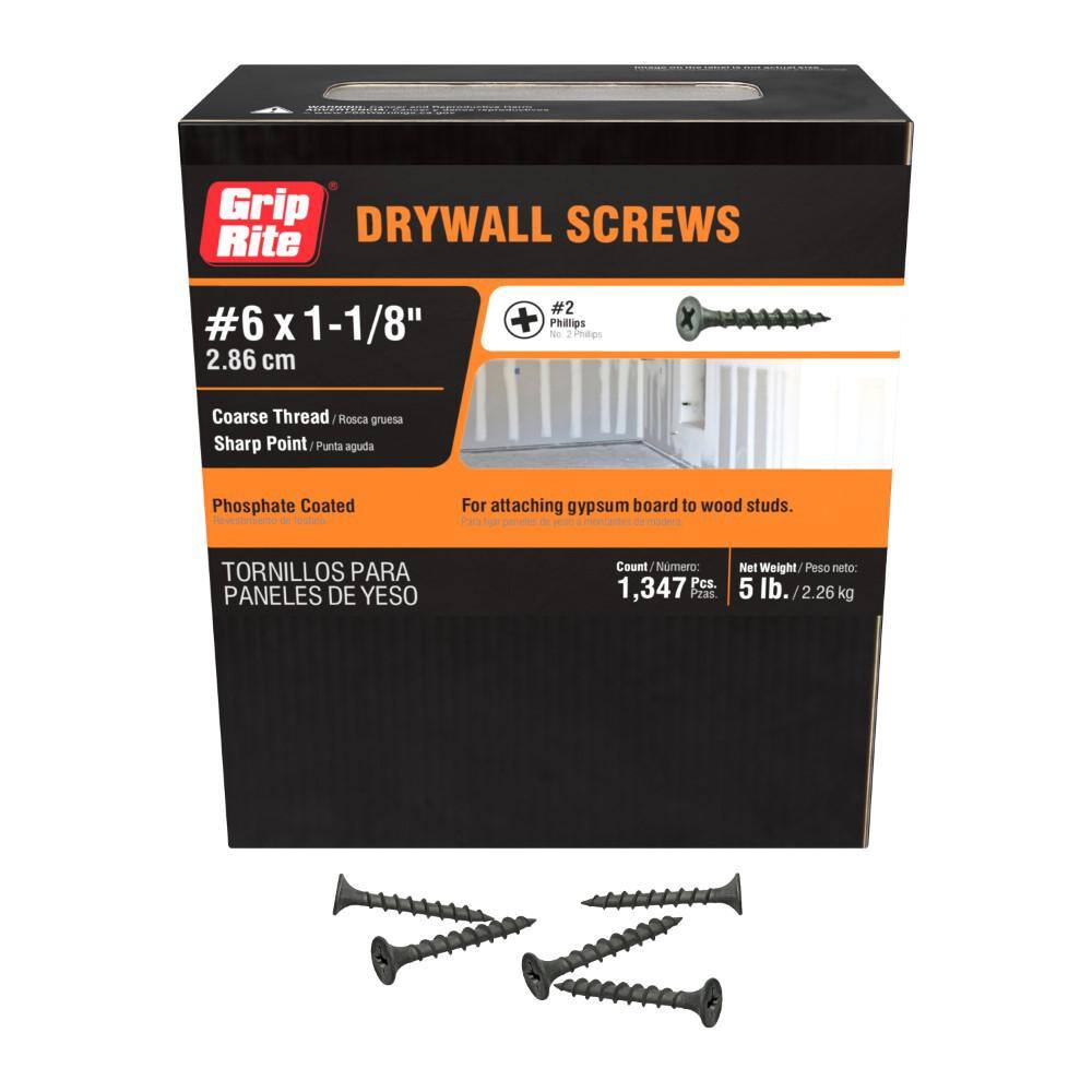 Reviews for Grip-Rite #6 x 1-1/8 in. #2 Phillips Bugle Head Coarse ...