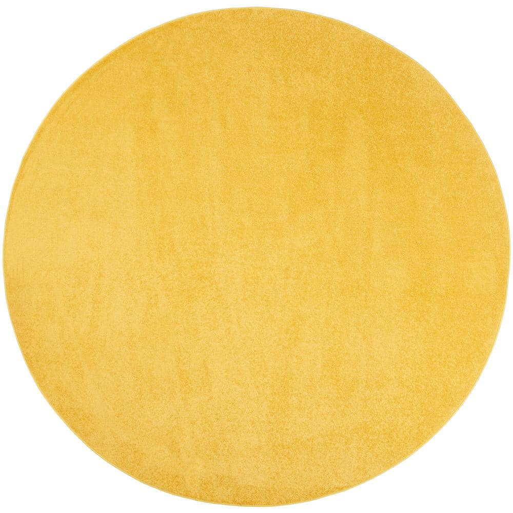 Nourison Essentials 8 ft. x 8 ft. Yellow Round Solid Contemporary ...