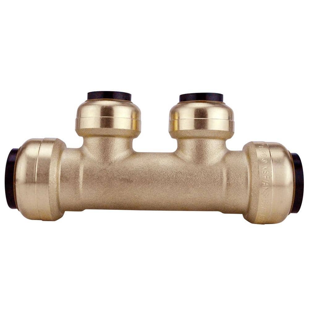 Tectite 3/4 in. x 3/4 in. Brass Push-To-Connect Inlets with 2-Port Open ...