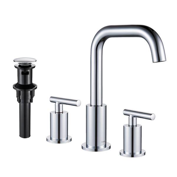FORIOUS 2-Handle Widespread Bathroom Faucet with Pop Up Drain Assembly ...