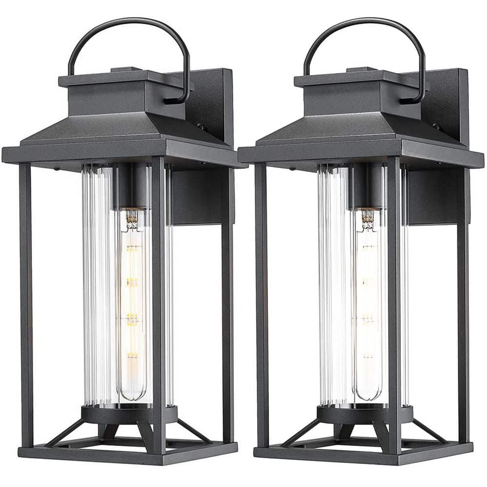 HKMGT 17 in. Black Outdoor Hardwired Wall Lantern Scone Exterior Wall ...
