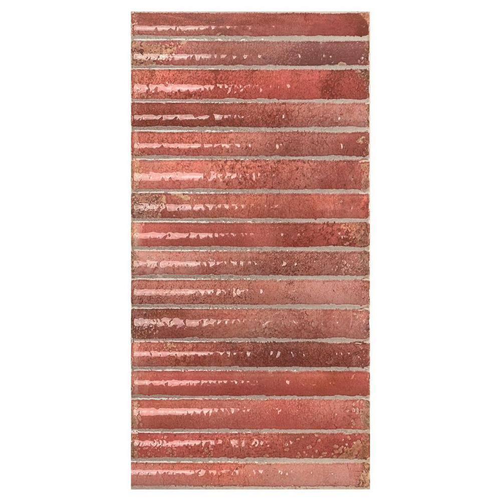 Ivy Hill Tile Mawr Red 5.9 in. x 0.31 in. Polished Fluted Ceramic Wall ...