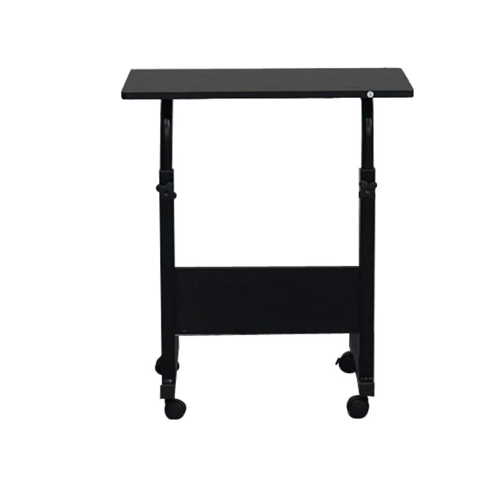 Karl home Modern Black Rectangle Wood Side Table with Baffle (23.6 in ...