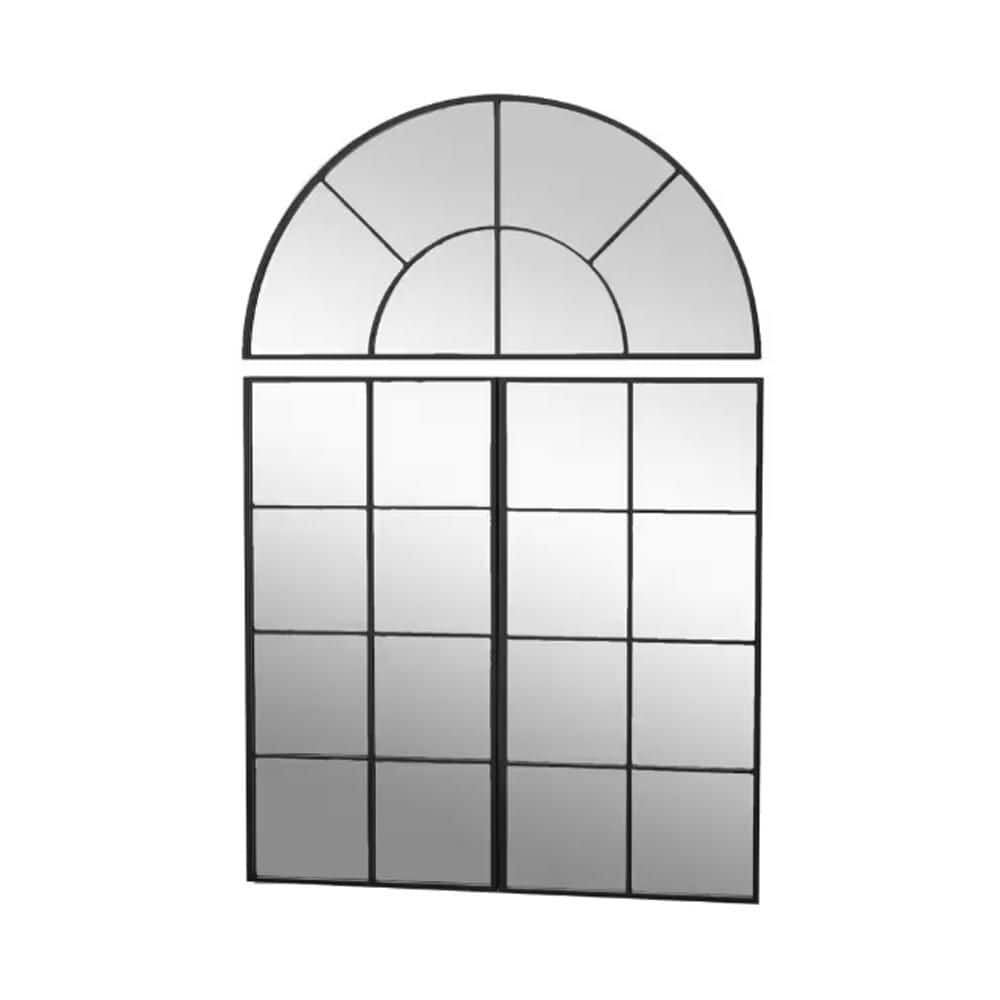30 in. x 1 in. x 45 in. Black Large Arched Wall Mirror, Three Separate ...