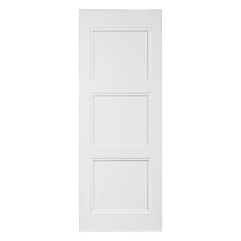 ARK DESIGN 32 in. x 80 in. 3-Lite Paneled Blank White Primed Solid Core ...