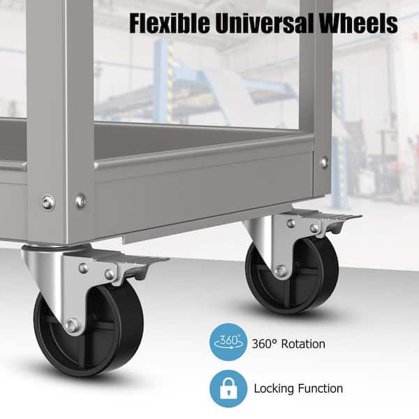 Utility Cart On Wheels 3-Tier Stainless Steel Utility Cart - 400 Lb ...