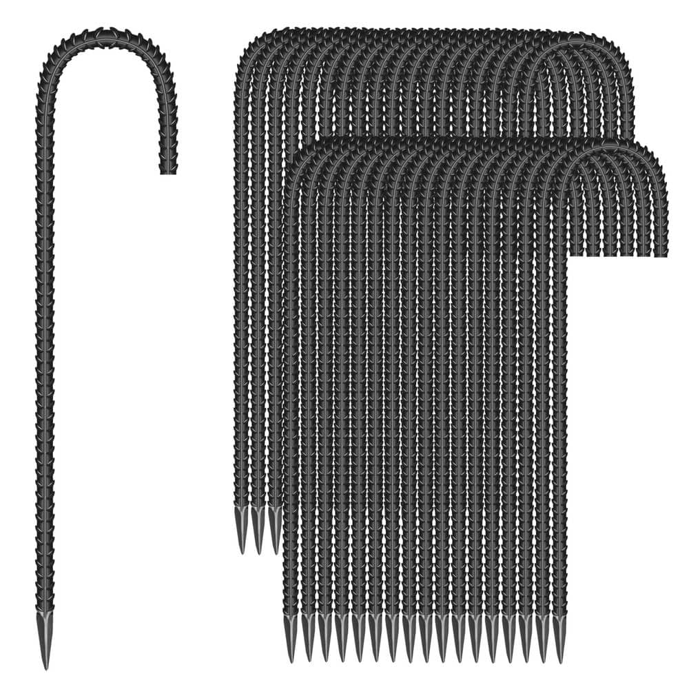 Augbeer 12 in. Galvanized Metal J Shape Garden Ground Rebar Stakes for ...