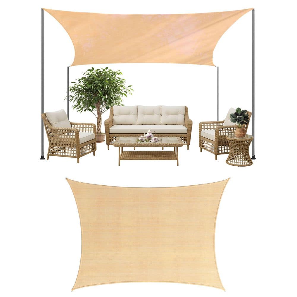 Pure Garden Sun Shade Canopy - 10 ft. x 13 ft. Curved Rectangle Sun ...