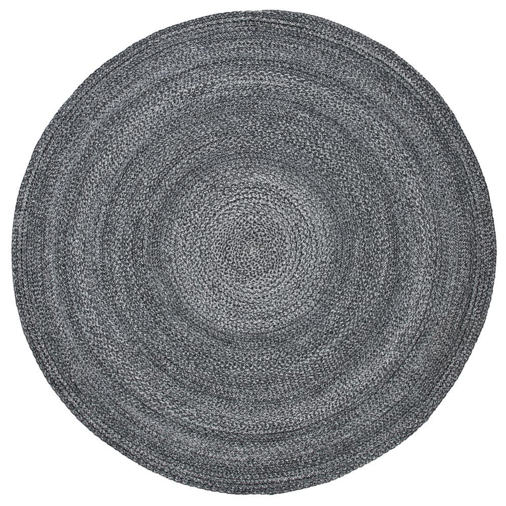 SAFAVIEH Cape Cod Charcoal 4 ft. x 4 ft. Braided Solid Color Round Area ...