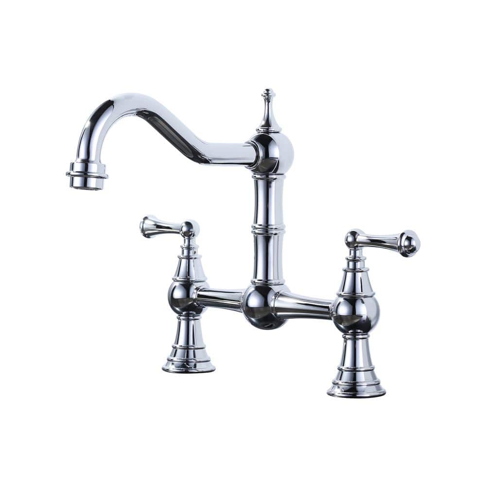 ALEASHA Double Handle Bridge Kitchen Faucet in Chrome AL-1A15C - The ...