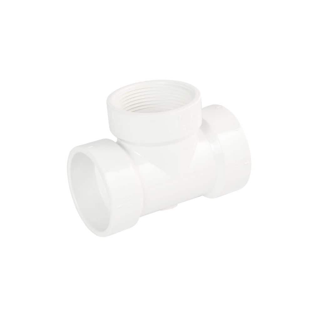 PLUMBFLEX 4 in. Rigid PVC DWV Cleanout Tee with C.O. Plug, 0.54 ft Long ...