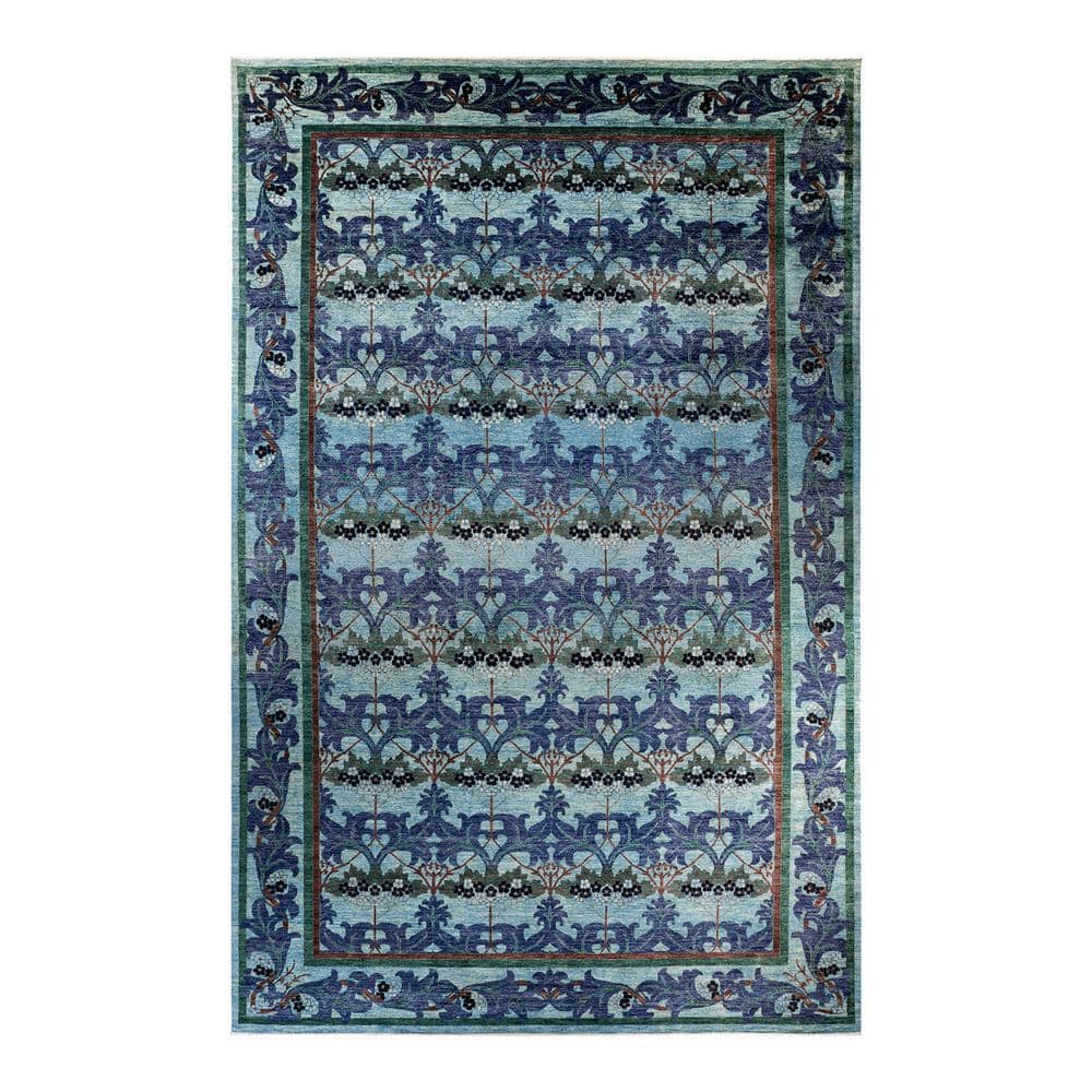 Chloe & Olivia Home Arts and Crafts Handmade Light Blue 18 ft. 1 in. x ...