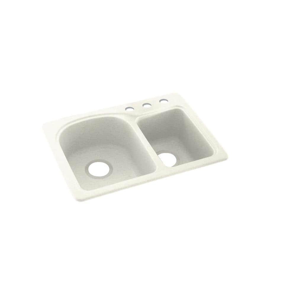 Swan Dual-Mount Solid Surface 25 in. x 18 in. 3-Hole 60/40 Double Bowl ...