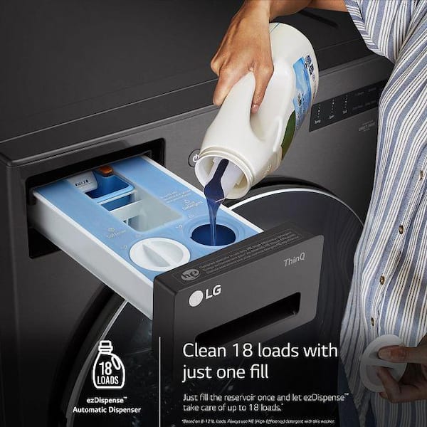 Reviews for LG 5.0 cu. ft. Stackable Smart Front Load Washer in Black Steel with ezDispense, AI ...