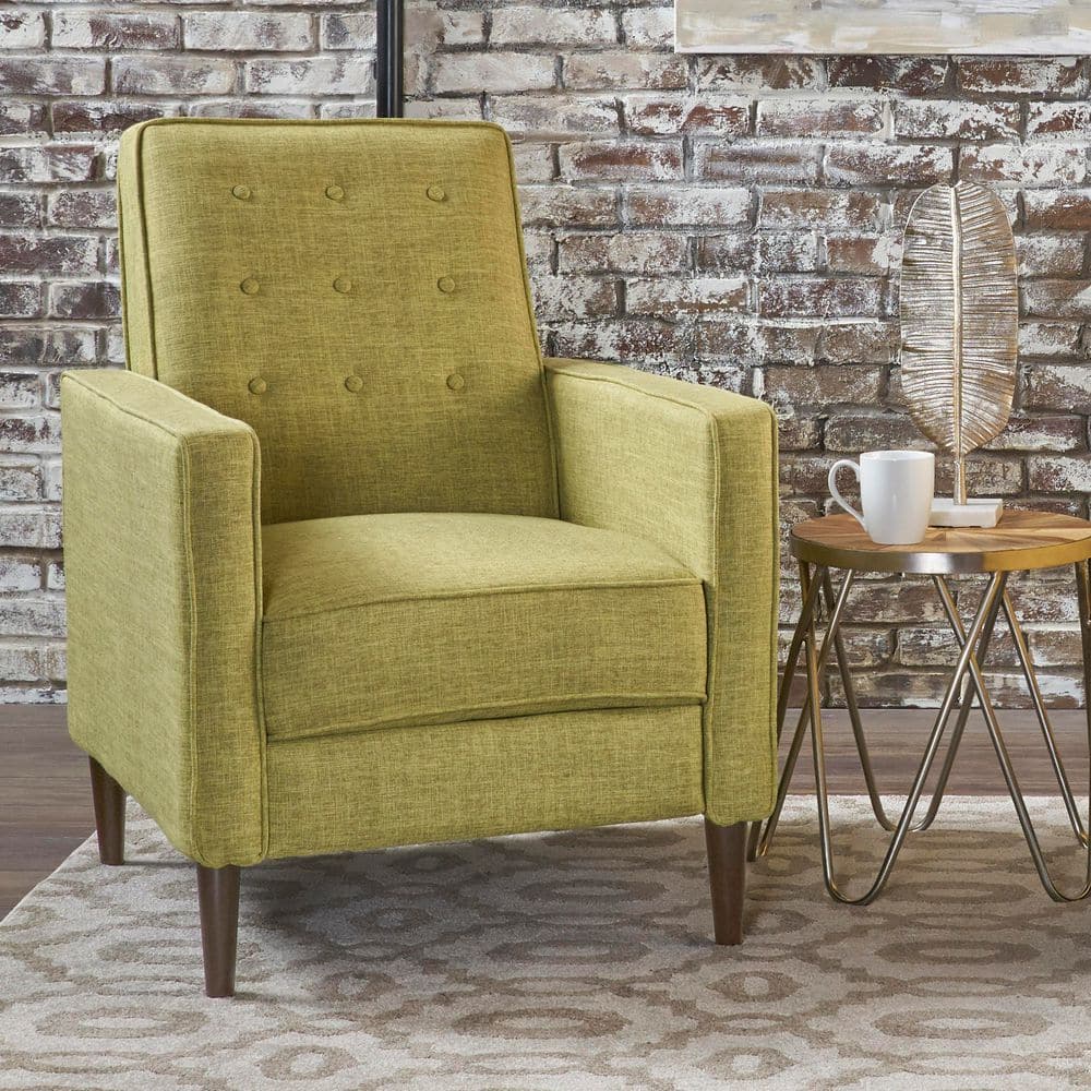 Polibi Mid-Century Modern Green Microfiber Recliner with Pushback and ...