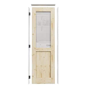 ARK DESIGN 28 in. x 80 in. Right Handed 1/2-Lite Frosted Glass Solid ...