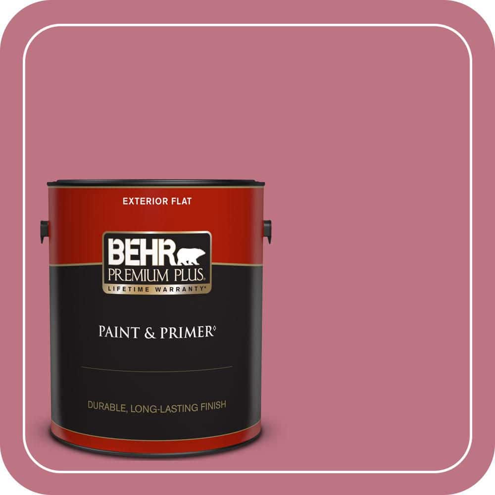 BEHR PREMIUM PLUS 1 gal. #110D-4 Rosily Flat Exterior Paint & Primer ...