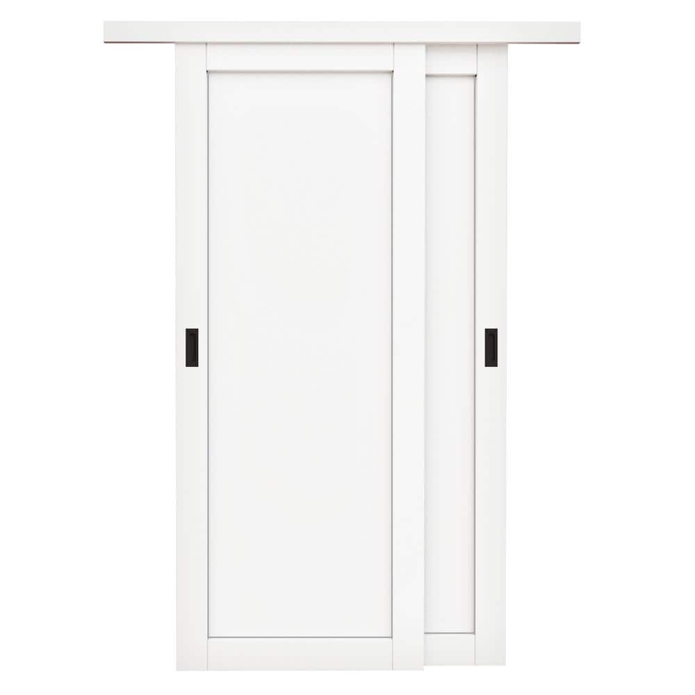 ARK DESIGN 72 in. x 80 in. Paneled 1-Lite White Finished MDF Muti ...