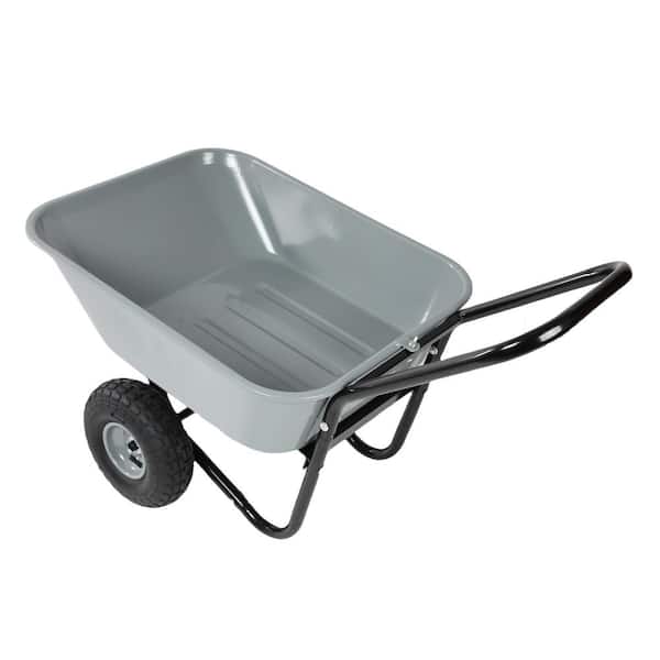 39 in. Two-wheeled barrow, garden cart, 10-inch pneumatic wheels D1254-fire - The Home Depot