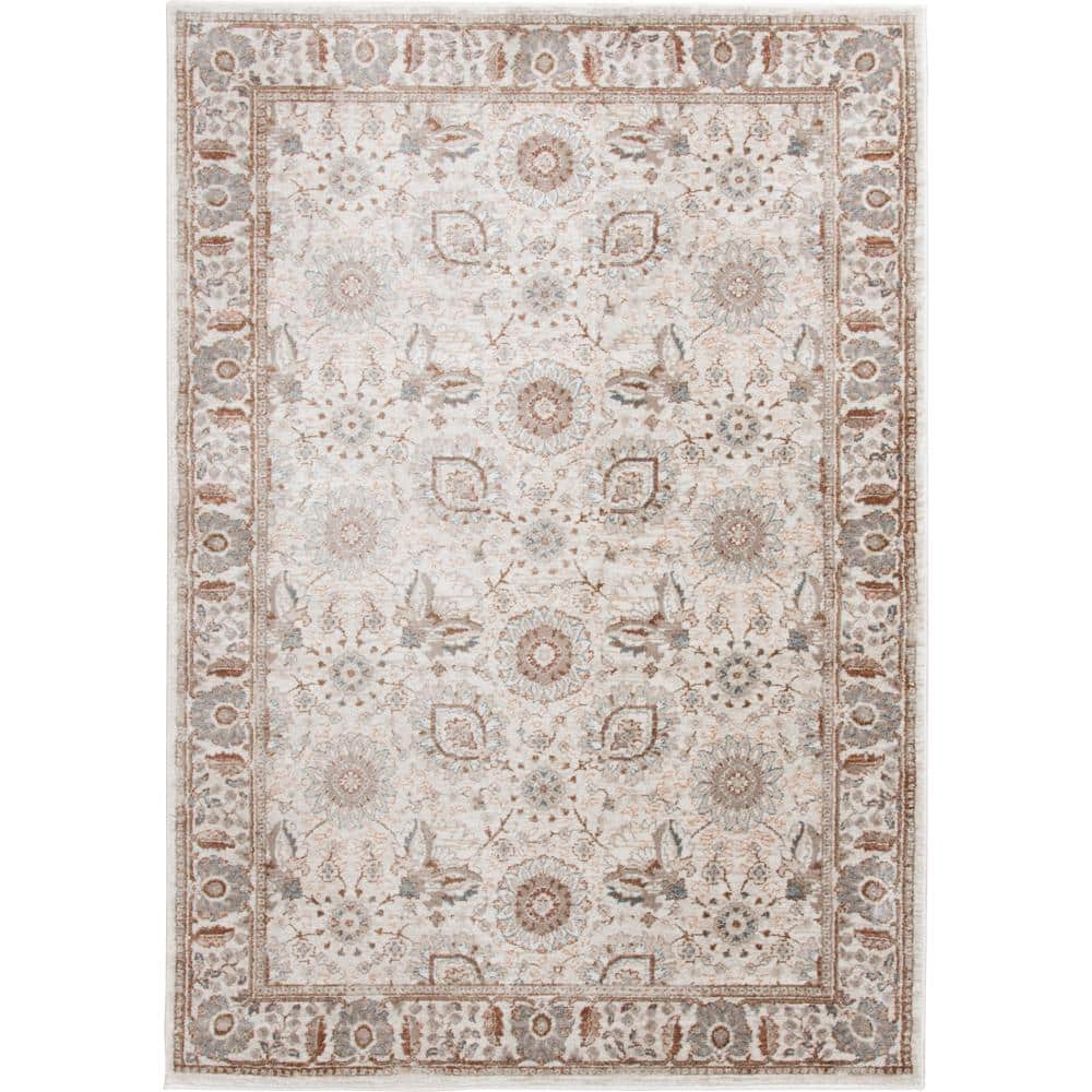 Home Decorators Collection Reynell Beige 5 ft. x 7 ft. Floral Area Rug ...