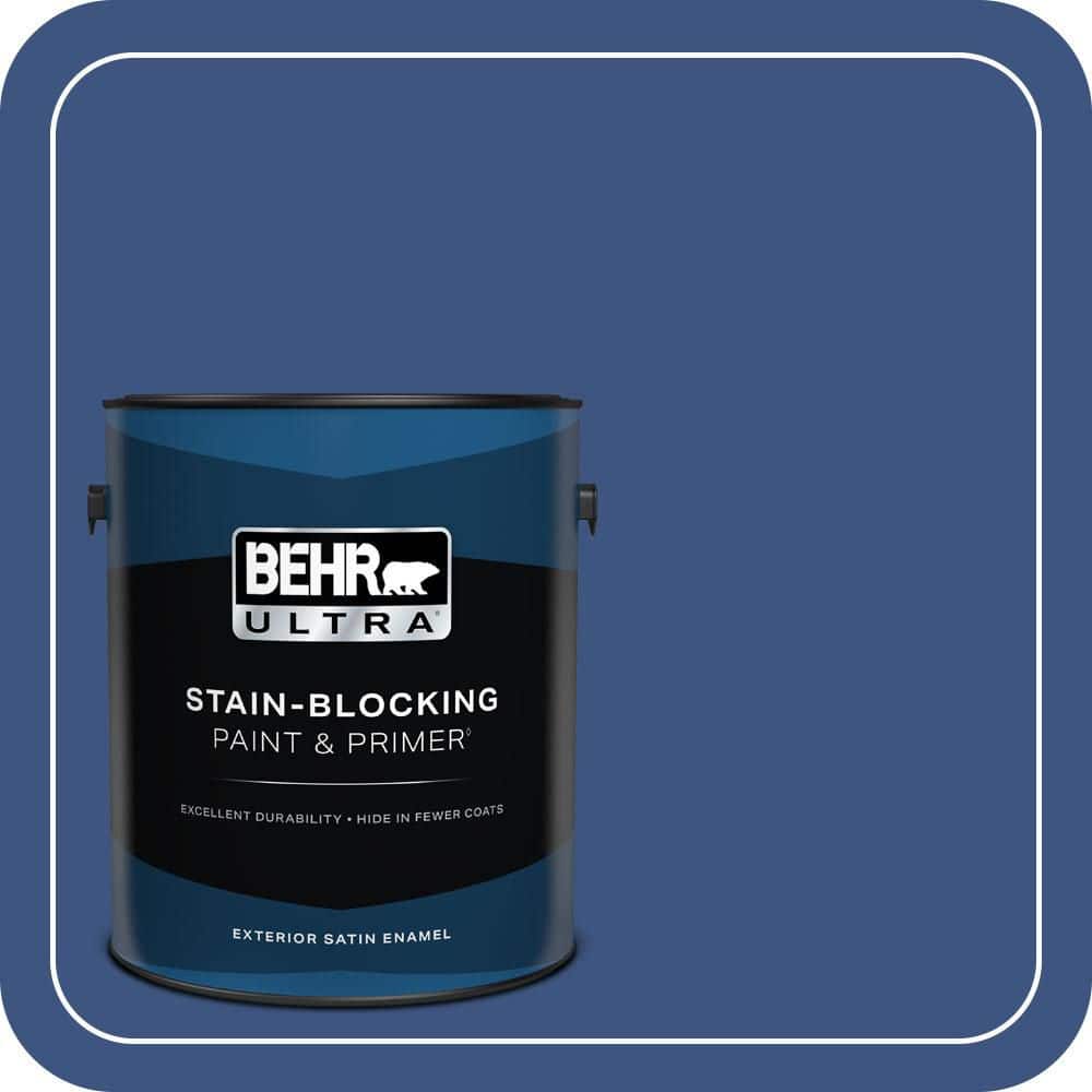 BEHR ULTRA 1 gal. #S-G-600 Deep Azure Satin Enamel Exterior Paint ...