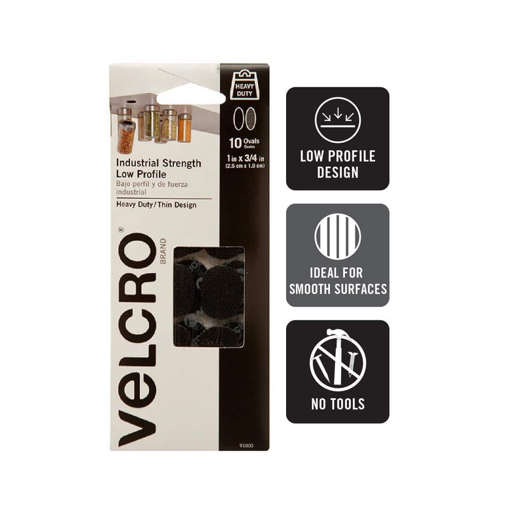 VELCRO 1 in. x 3/4 in. Industrial Strength Low Profile Spot, Black (10 ...