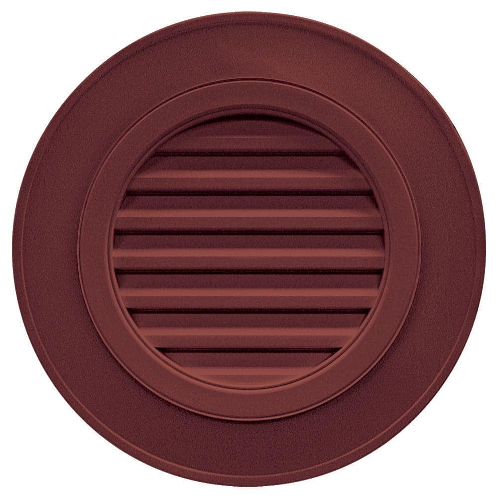 Builders Edge 28 in. x 28 in. Round Red Plastic Built-in Screen Gable ...