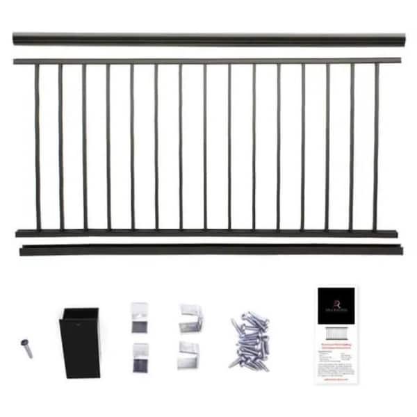 Aria Railing 42 in. x 8 ft. Bronze Powder Coated Aluminum Pre-Assembled ...