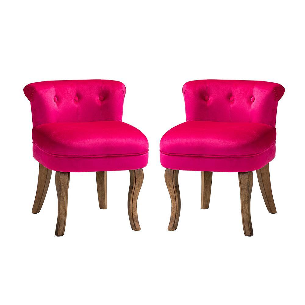 JAYDEN CREATION Nila Fuchsia Vanity Velvet Upholstered Stool Chairs ...