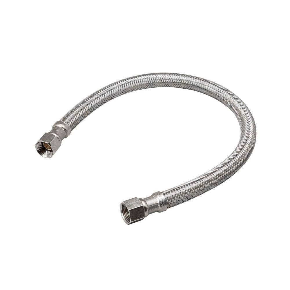 3/8 in. OD x 3/8 in. OD x 12 in. Stainless-Steel Braided Faucet Supply ...