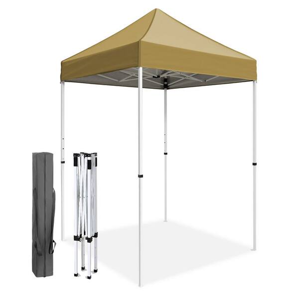 COOS BAY 5 ft. x 5 ft. Beige Portable Instant Pop Up Canopy with Carry ...