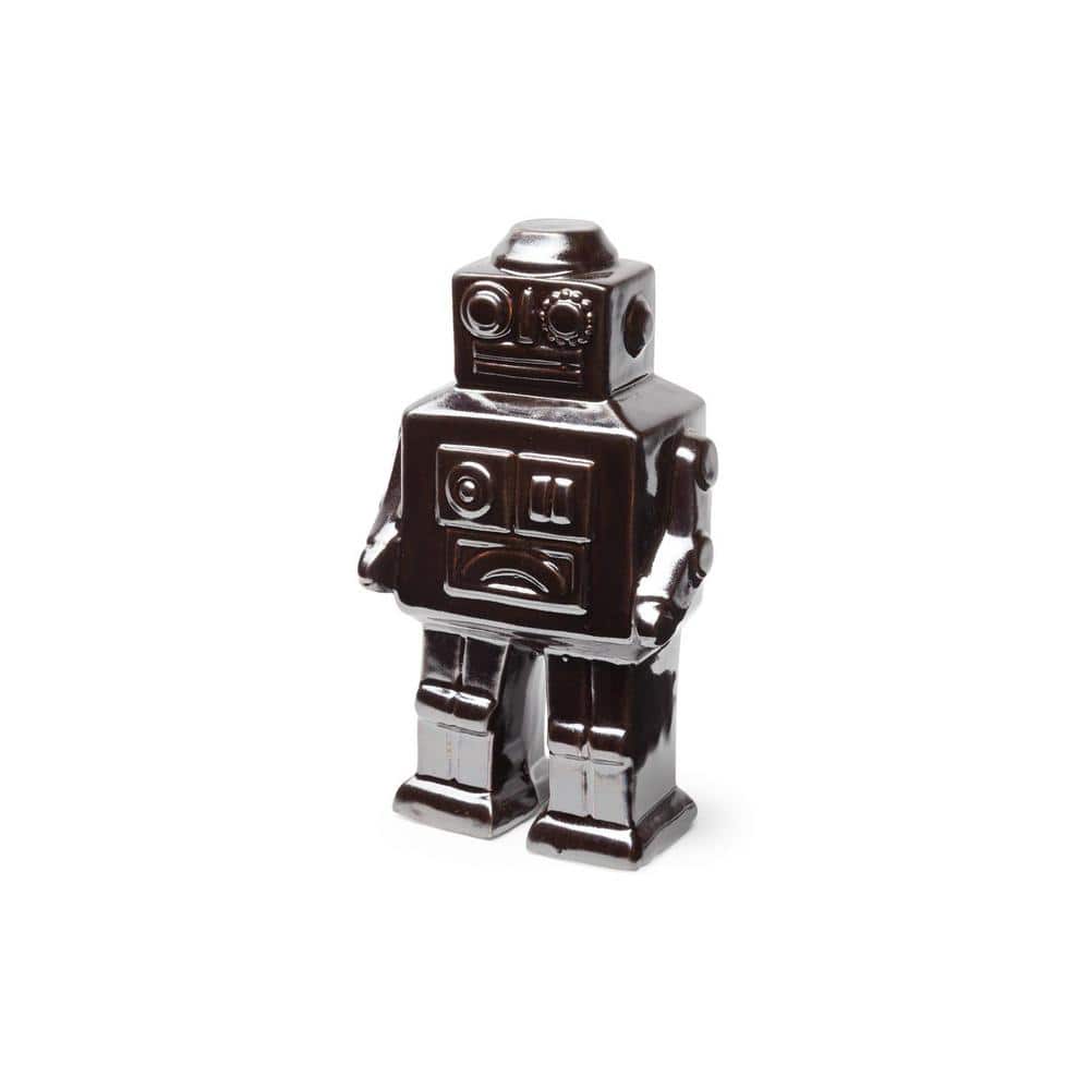 HomeRoots 7 in. Brown Silver Metal Robot Shaped Sculpture 2000392437 ...