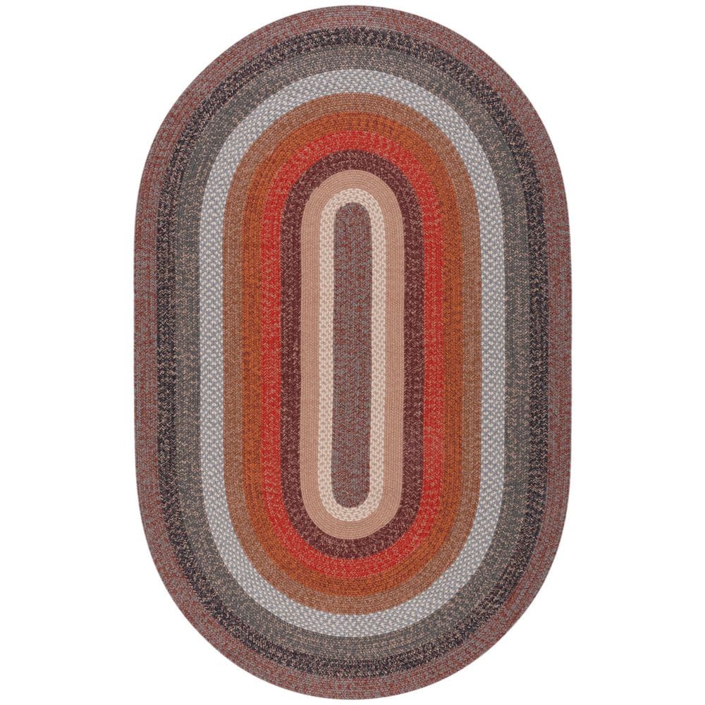 SAFAVIEH Braided Brown/Rust 4 ft. x 6 ft. Machine Washable Multicolor ...