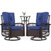 Sizzim Natural Blue 3-Piece Wicker Outdoor Rocking Chair Set Outdoor ...