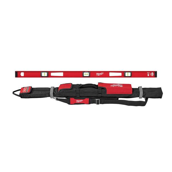 Milwaukee 48 in. Magnetic I-Beam Level with 48 in. Soft Side Level Tool ...