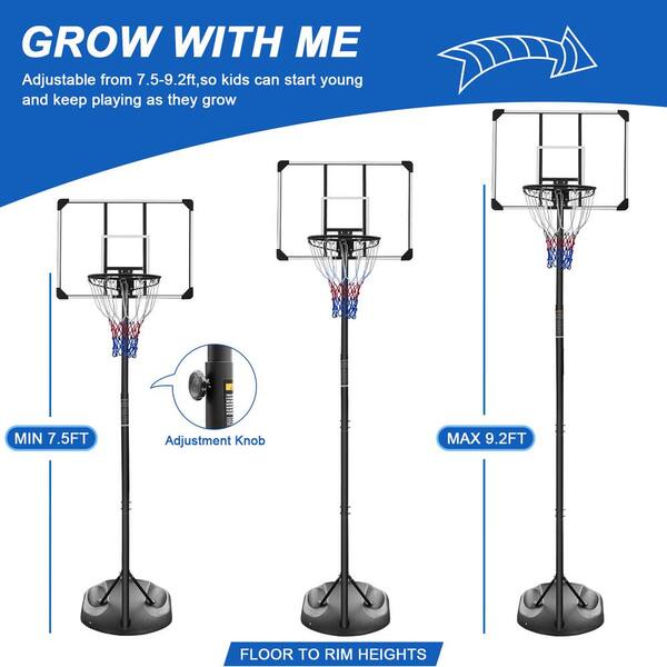 Huluwat 7.5 ft. to 9.2 ft. H Adjustment Portable Basketball Hoop Goal ...