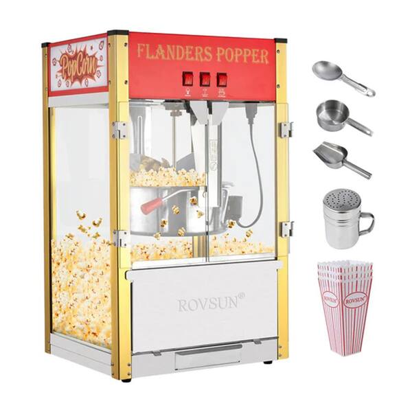 Karl home 1600W 120V 16oz Red Kettle Popcorn Machine Maker Countertop ...