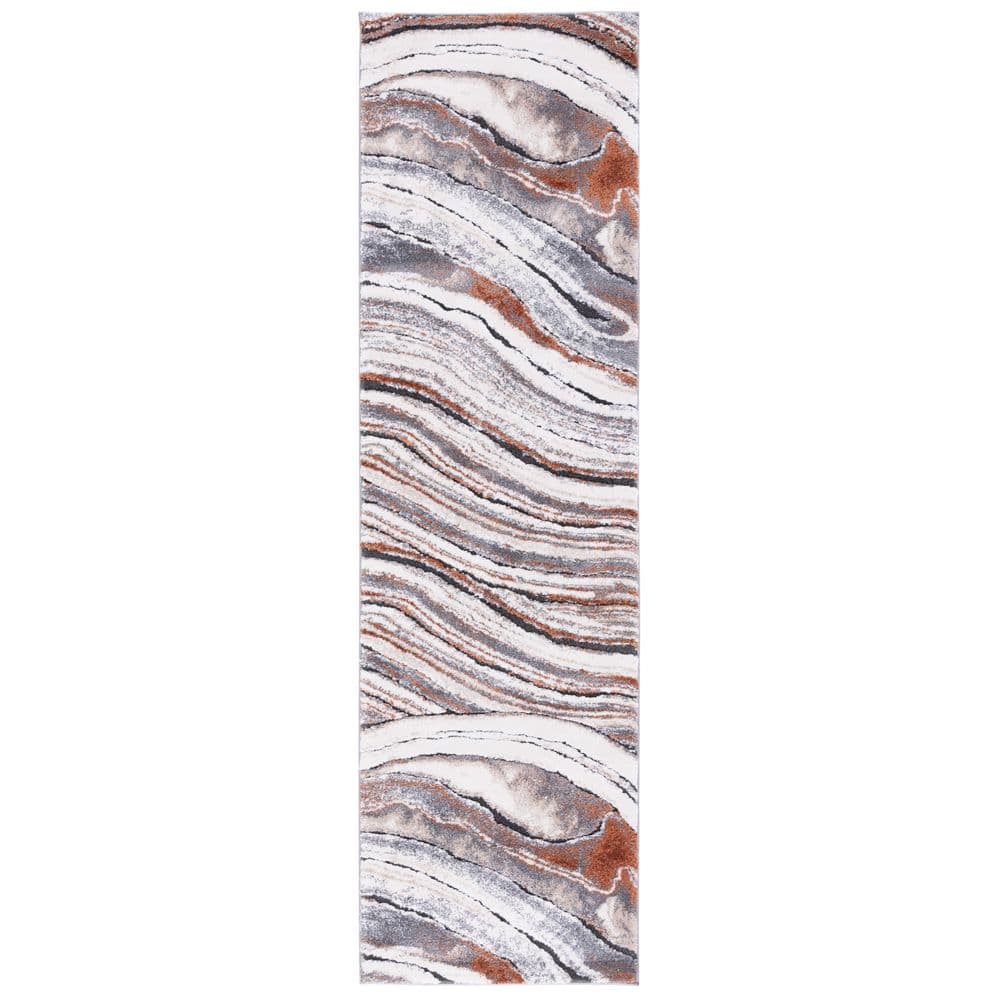 SAFAVIEH Cyrus Shag 2 ft. x 8 ft. Gray/Rust Foliated Marble Runner Rug ...