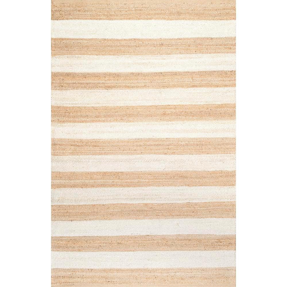 nuLOOM Alisia Stripes Jute Off White 9 ft. x 12 ft. Area Rug TADR03A ...